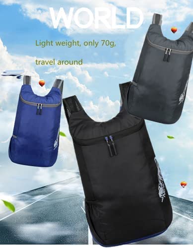 14L Hiking Backpack Lightweight Packable Hiking Daypack Water Resistant Lightweight Foldable Hiking Backpack for Travel Camping Outdoor Small Travel Outdoor Foldable Shoulder Bag (Black)
