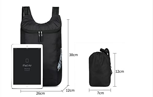 14L Hiking Backpack Lightweight Packable Hiking Daypack Water Resistant Lightweight Foldable Hiking Backpack for Travel Camping Outdoor Small Travel Outdoor Foldable Shoulder Bag (Black)