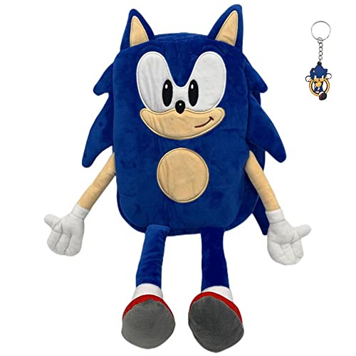 AII Lover Anime Hedgehog Plush Backpack with Keychain, Cartoon Bookbag with Adjustable Shoulder Straps 3D Arms. (A)