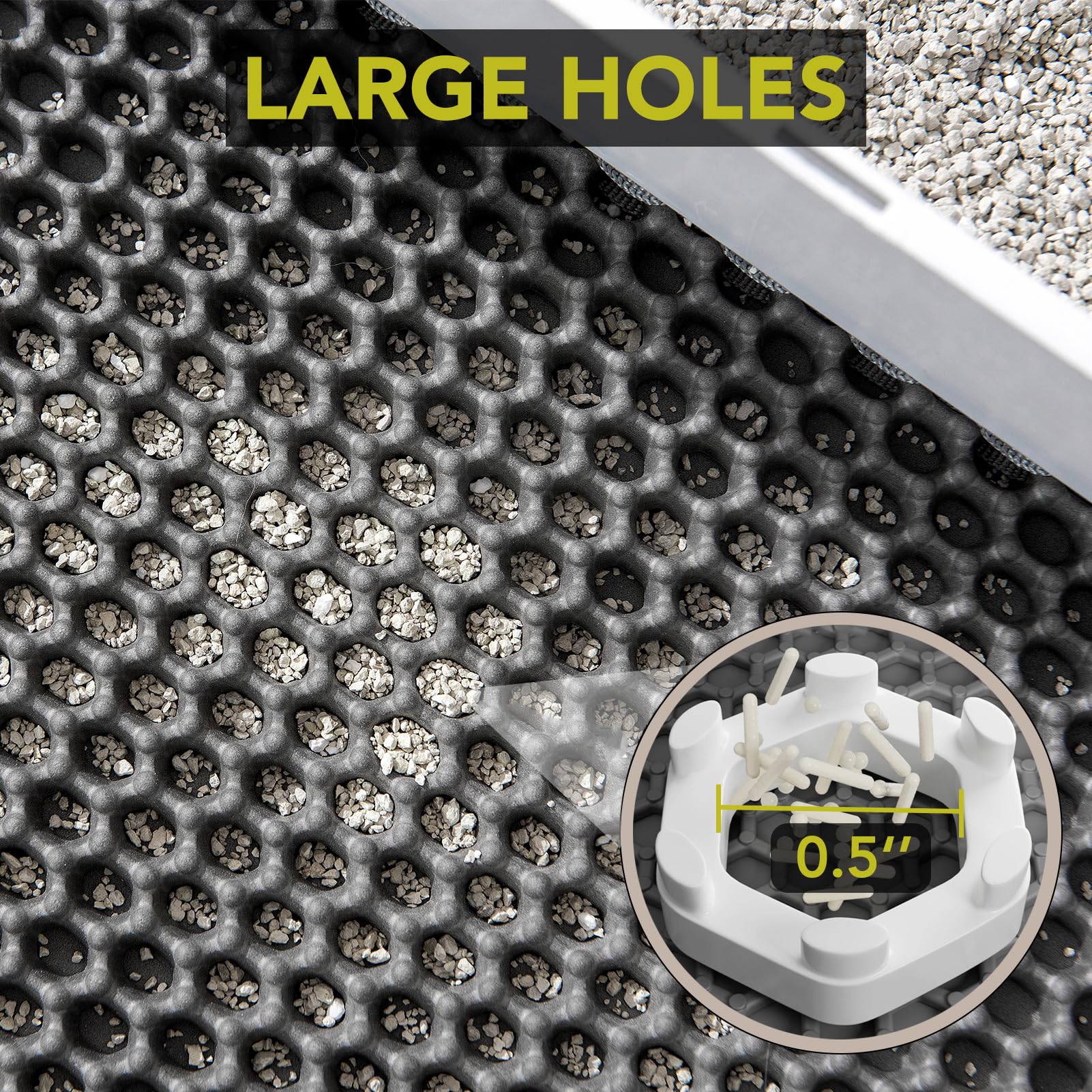 BomDa Cat Litter Mat, Large Kitty Litter Box Trapping Mat, 23x17'' Honeycomb Double Layer Urine & Waterproof, Washable Easy Clean, Litter Mats for Floor Less Waste, Anti-Slip