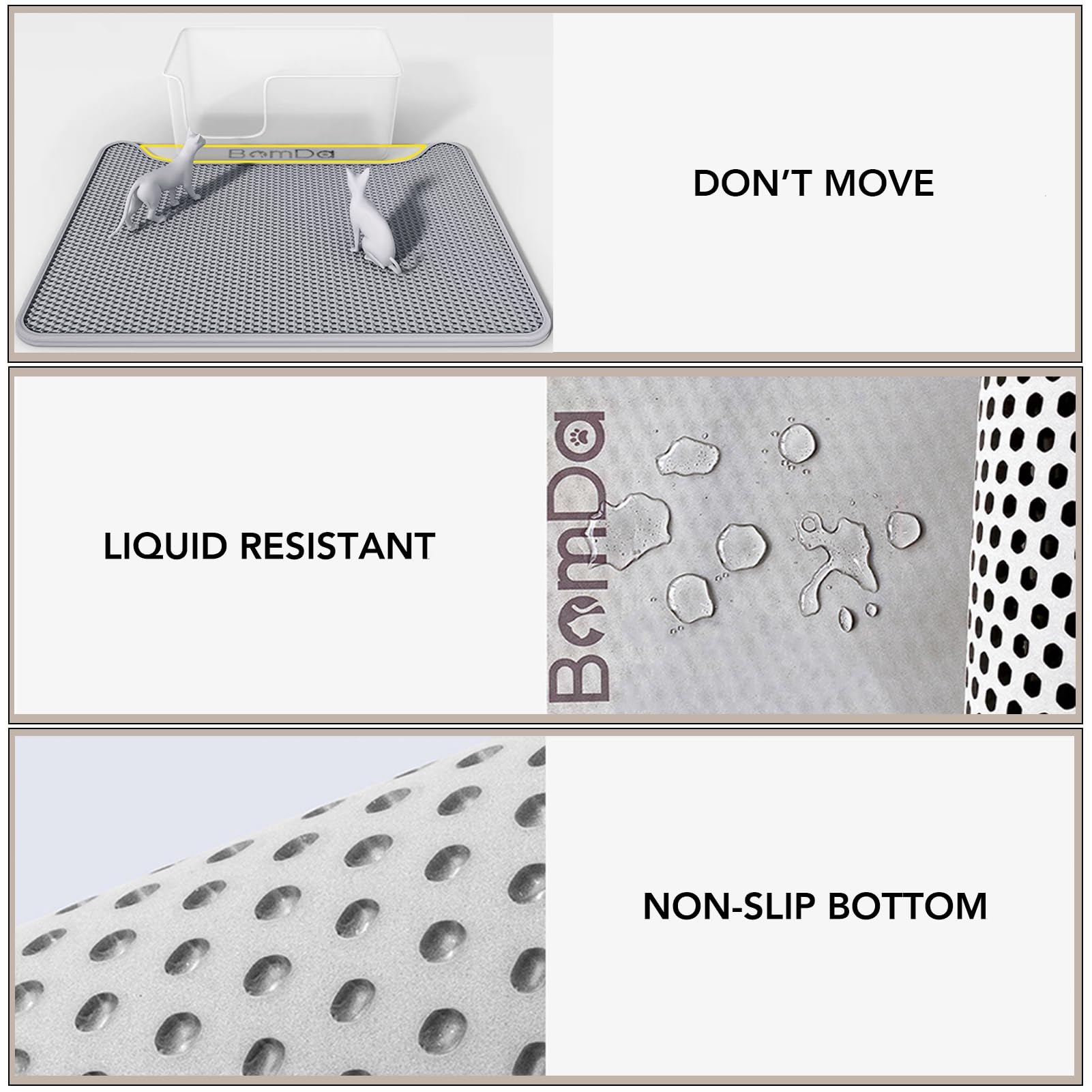 BomDa Cat Litter Mat, Large Kitty Litter Box Trapping Mat, 23x17'' Honeycomb Double Layer Urine & Waterproof, Washable Easy Clean, Litter Mats for Floor Less Waste, Anti-Slip