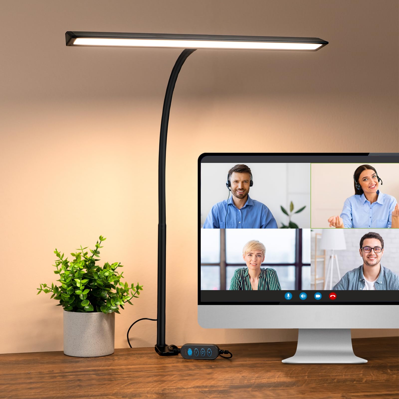 KAiSnova LED Desk Lamp with Clamp, 10W Clip Lamp for Desk 50 Lighting Modes Computer Monitor Lights 360° Flexible Gooseneck Desktop Lighting for Office Home Video Conferencing Workbench Drafting