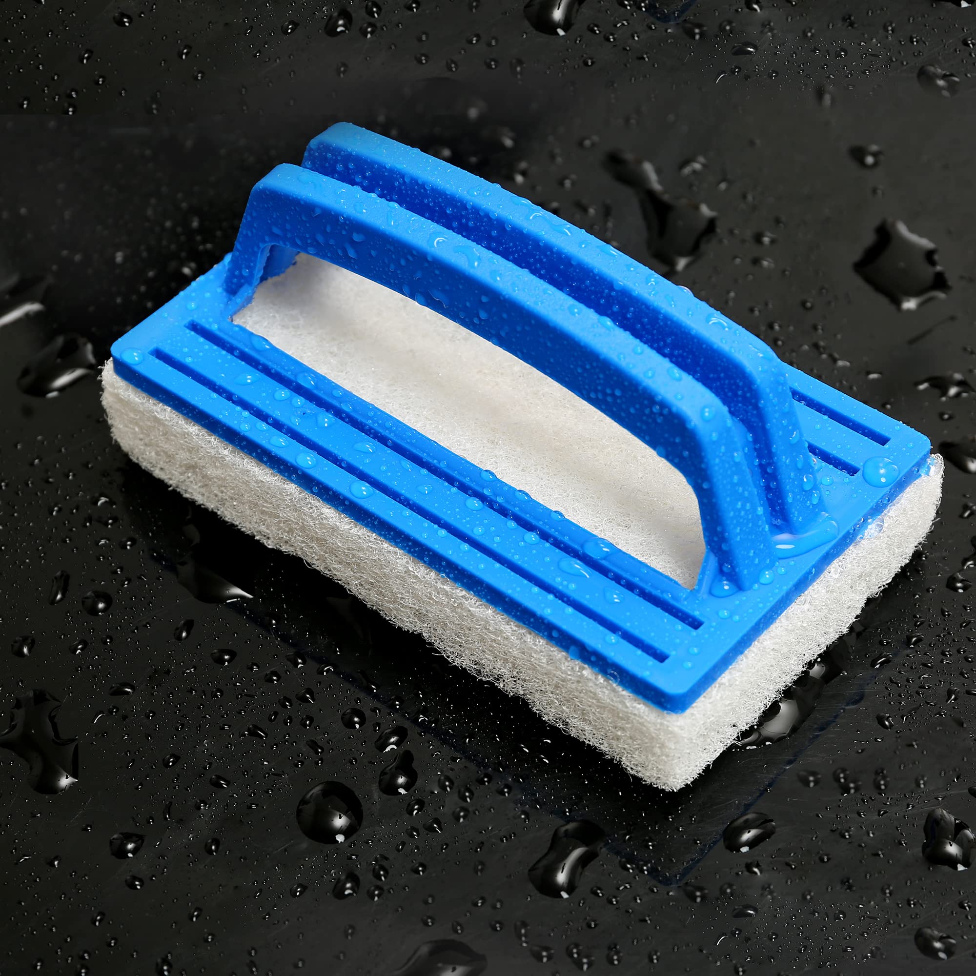 Pool Supply Hand-Held Pool Brush, Scrubbing Scouring Sponge Pad - Clean Pool Tile Grout, Walls, Vinyl Liners, Surface Cleaning Scrubber, Kitchen, Bathroom Tub, Shower Tile
