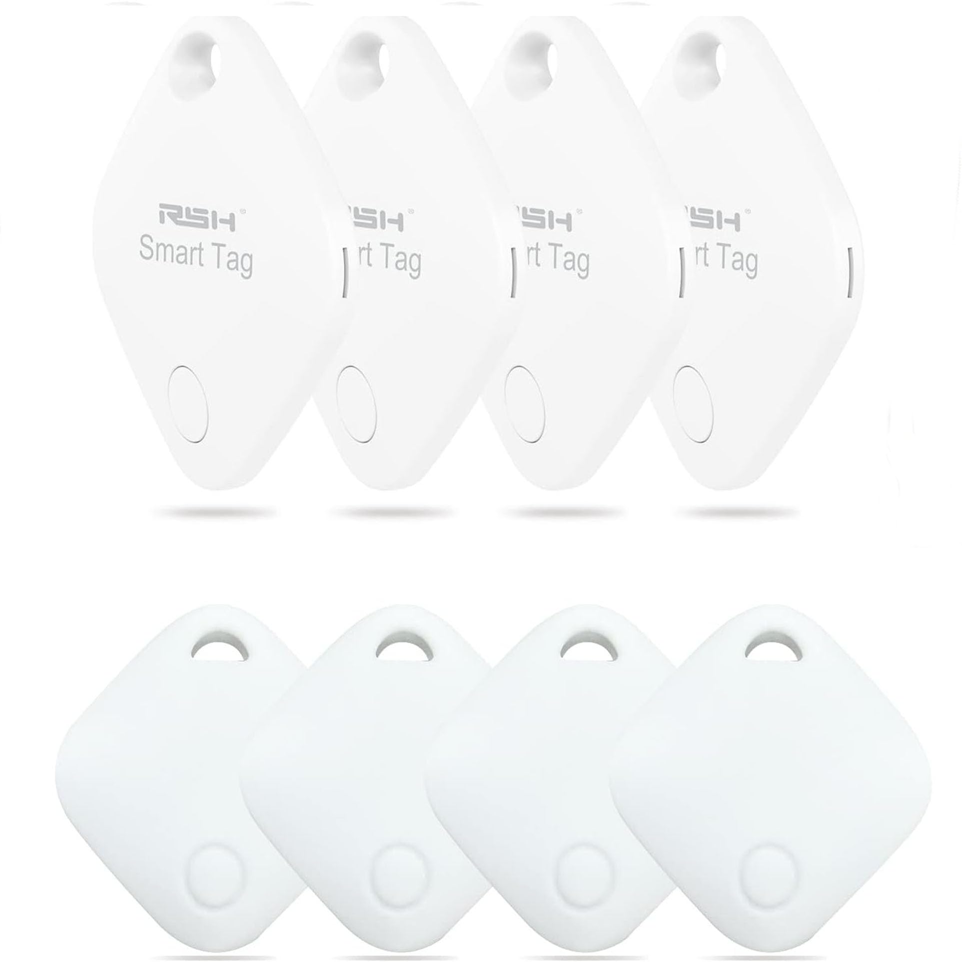 Key Finder 4 Pack Tag with Case Bluetooth Tracker for Luggage Works with Apple Find My Smart Tracker Locator for Suitcase, Bag, Backpack, Wallet, Replaceable Battery Smart tag Item Finder