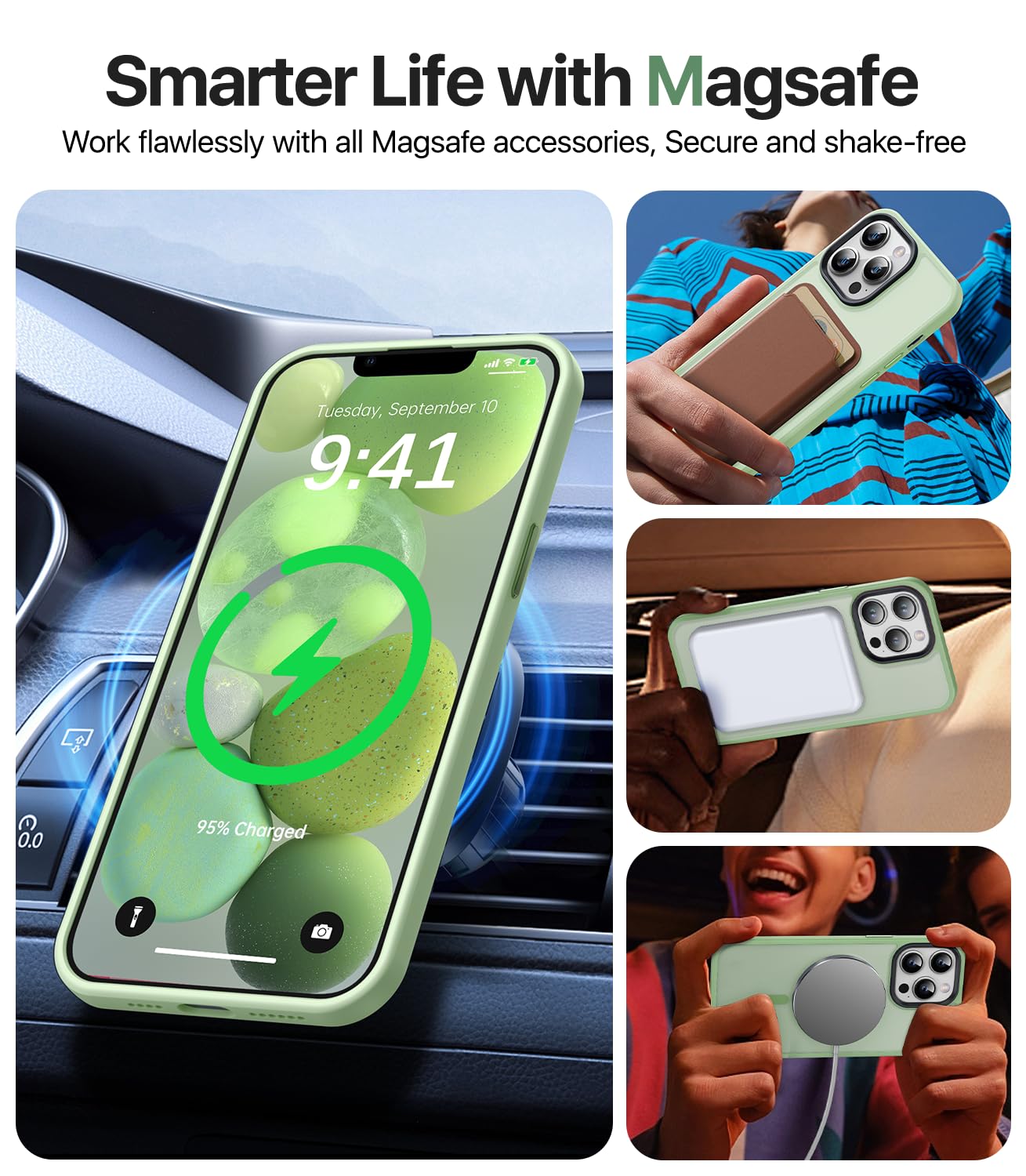 Maozis Magnetic Designed for iPhone 12 Pro Max Case [Compatible with Magsafe][Military Grade Drop Protection] Protective Shockproof Translucent Matte Slim Phone Case for iPhone 12 Pro Max, Mint Green