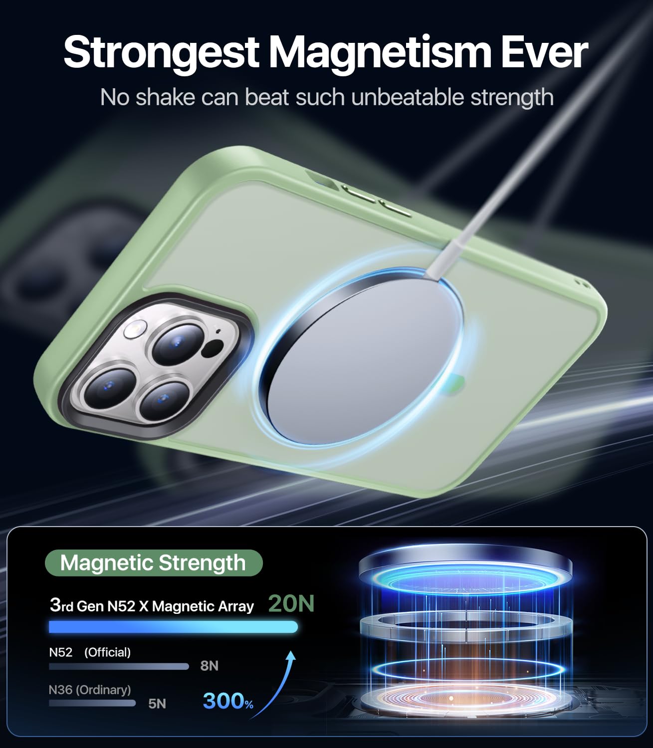 Maozis Magnetic Designed for iPhone 12 Pro Max Case [Compatible with Magsafe][Military Grade Drop Protection] Protective Shockproof Translucent Matte Slim Phone Case for iPhone 12 Pro Max, Mint Green