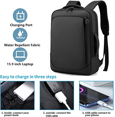 Travel Laptop Backpack,Business Anti Theft Water Resistant Laptop Backpack with USB Charging Port,Durable Fashion College School Computer Bag for Men,Casual Daypack Fits 15.6'' Notebook & Tablet