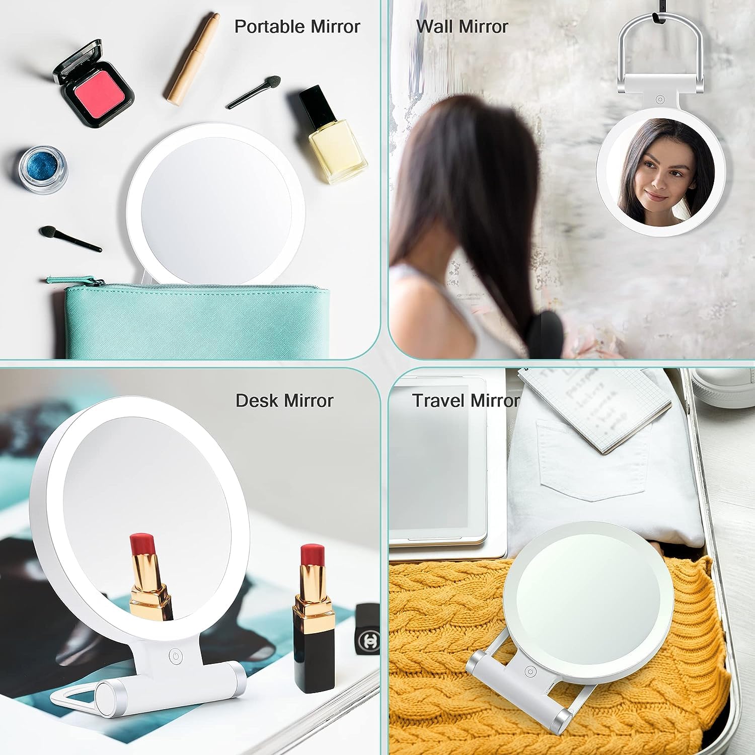 B Beauty Planet Magnifying Mirror with Light 20X/1X,Double Sided Tabletop Mirror with Adjustable Folding Handle,Cosmetic Mirror for Makeup/Travel, Tweezing, and Blackhead/Blemish Removal