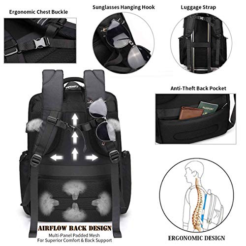 TUDEQU Travel Laptop Backpack,Anti Theft Extra Large Computer Bag with WET Pocket USB Charging Port,Water Resistant TSA Business Computer Backpack for Men Women Fits 17 Inch Laptop and Notebook