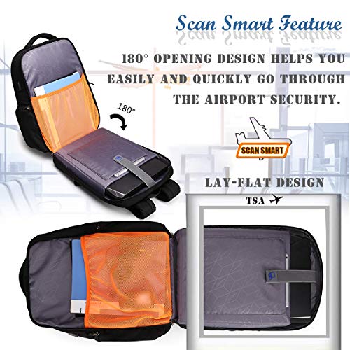 TUDEQU Travel Laptop Backpack,Anti Theft Extra Large Computer Bag with WET Pocket USB Charging Port,Water Resistant TSA Business Computer Backpack for Men Women Fits 17 Inch Laptop and Notebook