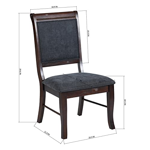 FurnitureR Set of 4 Solid Wood Legs Traditional Style Seat Cushion and Backrest Kitchen Living Room Dining Chair, Grey
