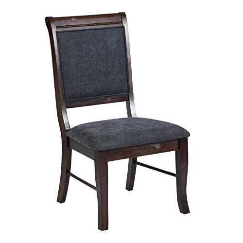 FurnitureR Set of 4 Solid Wood Legs Traditional Style Seat Cushion and Backrest Kitchen Living Room Dining Chair, Grey