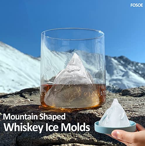 Large Whiskey Ice Cube Molds, Cocktail Ice Cube Tray, Silicone Ice Mountain Shaped Ice Molds, Fun Shapes Candy Molds, Big Ice Mold for Cocktails, Whiskey, Bourbon, Candy, Chocolate BPA Free 3 Pack