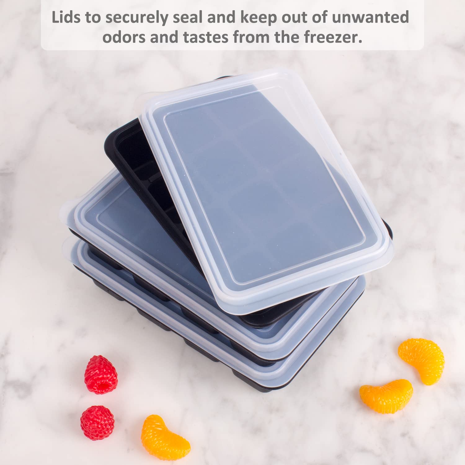 Silicone Ice Cube Trays with Lid for Freezer 3 Pack, Annaklin 12-Grid Easy Release Stackable Small Ice Trays Ice Cube Molds for Cocktail, Whiskey, Chocolate, Flexible & Removable Lids, BPA Free, Black