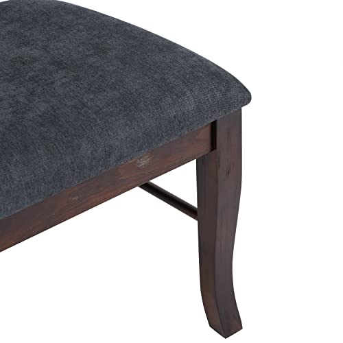 FurnitureR Set of 4 Solid Wood Legs Traditional Style Seat Cushion and Backrest Kitchen Living Room Dining Chair, Grey