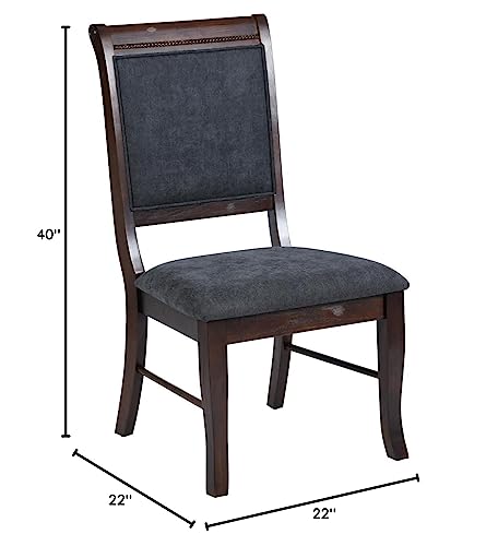 FurnitureR Set of 4 Solid Wood Legs Traditional Style Seat Cushion and Backrest Kitchen Living Room Dining Chair, Grey