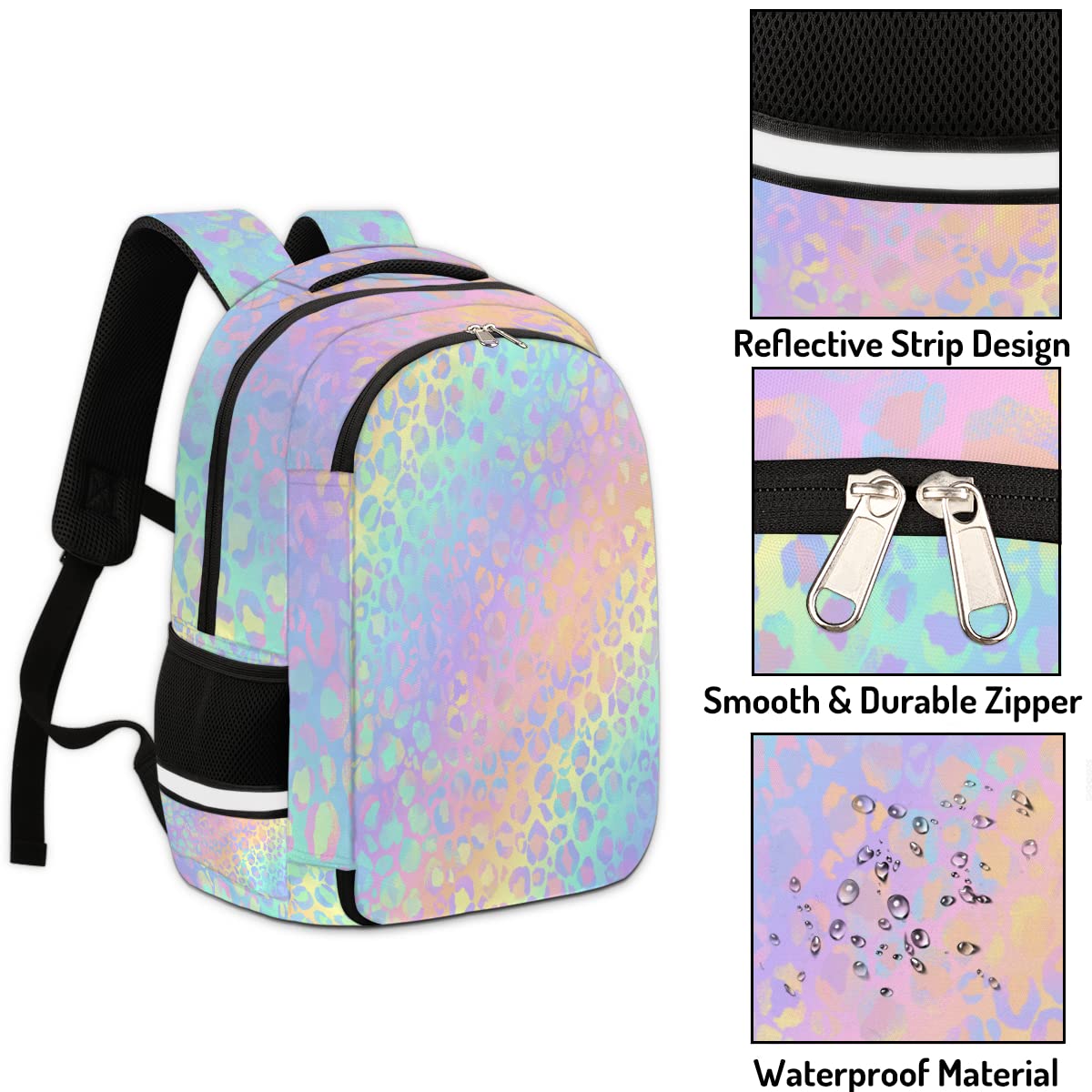 CFERSAN Rainbow Multifunctional Backpack Durability Laptops Water Resistant College School Travel Backpack Gifts for Men Women Girls