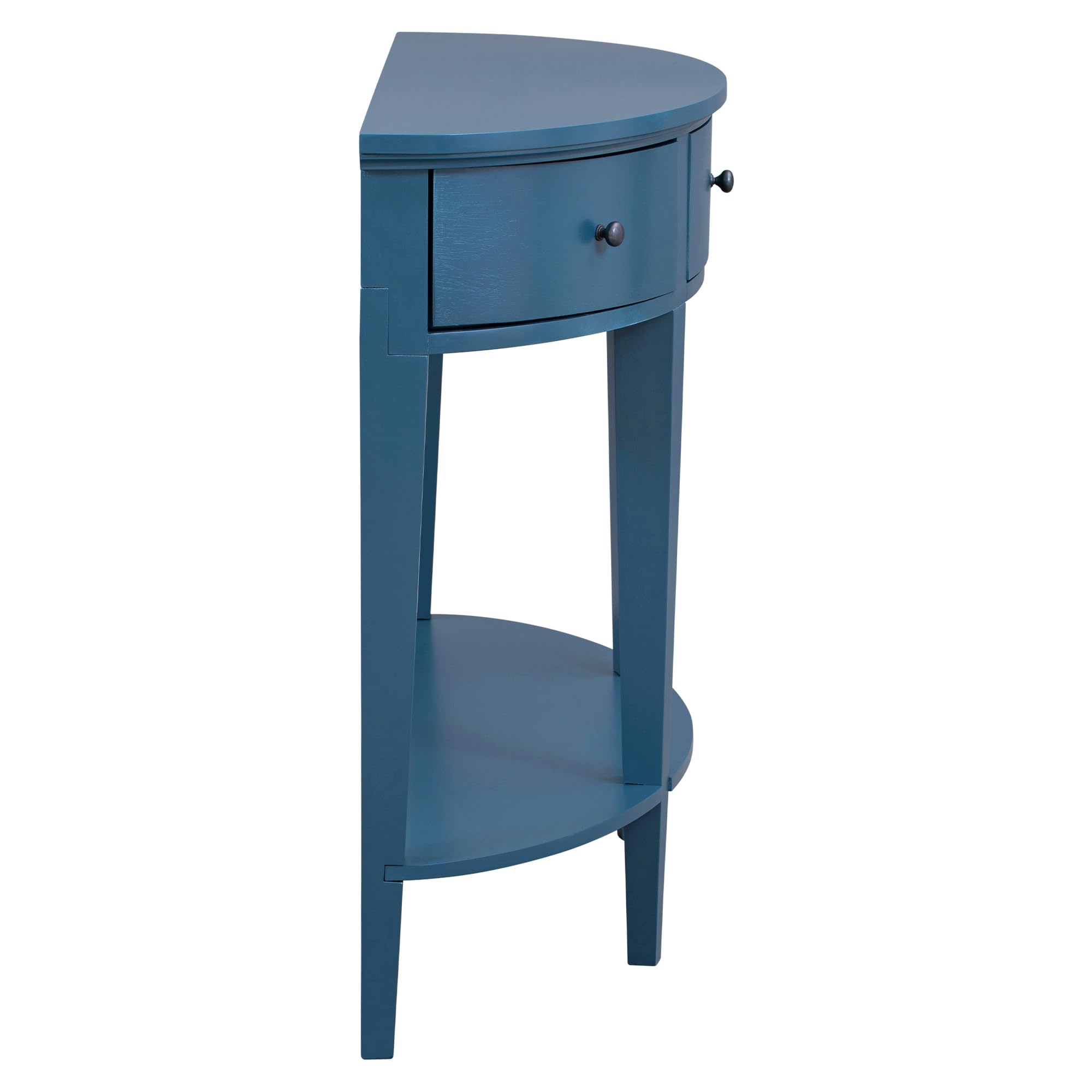Modern Curved Console Table Sofa Table with 3 Drawers and Bottom Shelf, Wood Buffet Sideboard Accent Storage Cabinet for Hallway Entryway Living Room (Navy Blue 006)