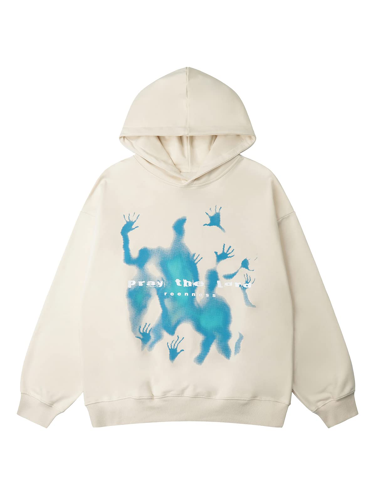Vamtac Mens Oversize Graphic Hoodie Vintage Y2K Sweatshirt Cotton Fashion Hip Hop Pullover for Men and Women Apricot