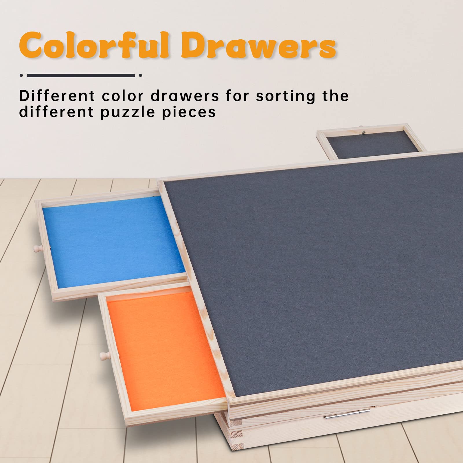 SOKO Wooden Jigsaw Puzzle Board - 1500 Piece Folding Puzzle Table with 5 Drawers & Covers 35" × 27" Portable Jigsaw Puzzle Table, 4-Tilting-Angle Adjustable Puzzle Board for Adults and Children