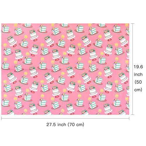 MAYPLUSS Birthday Wrapping Paper Sheet - 12 Folded Flat - Colorful Birthday Text - 19.7 inch X 27.5 inch Per Sheet