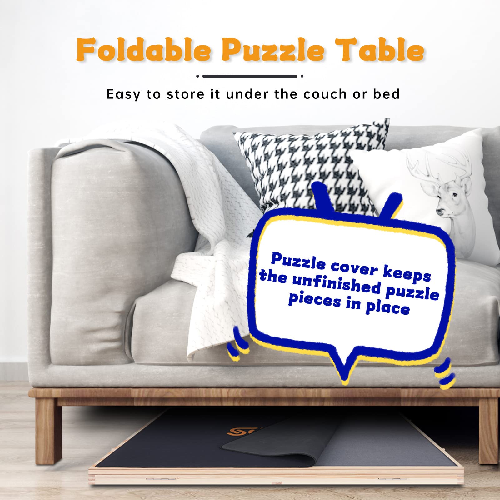 SOKO Wooden Jigsaw Puzzle Board - 1500 Piece Folding Puzzle Table with 5 Drawers & Covers 35" × 27" Portable Jigsaw Puzzle Table, 4-Tilting-Angle Adjustable Puzzle Board for Adults and Children