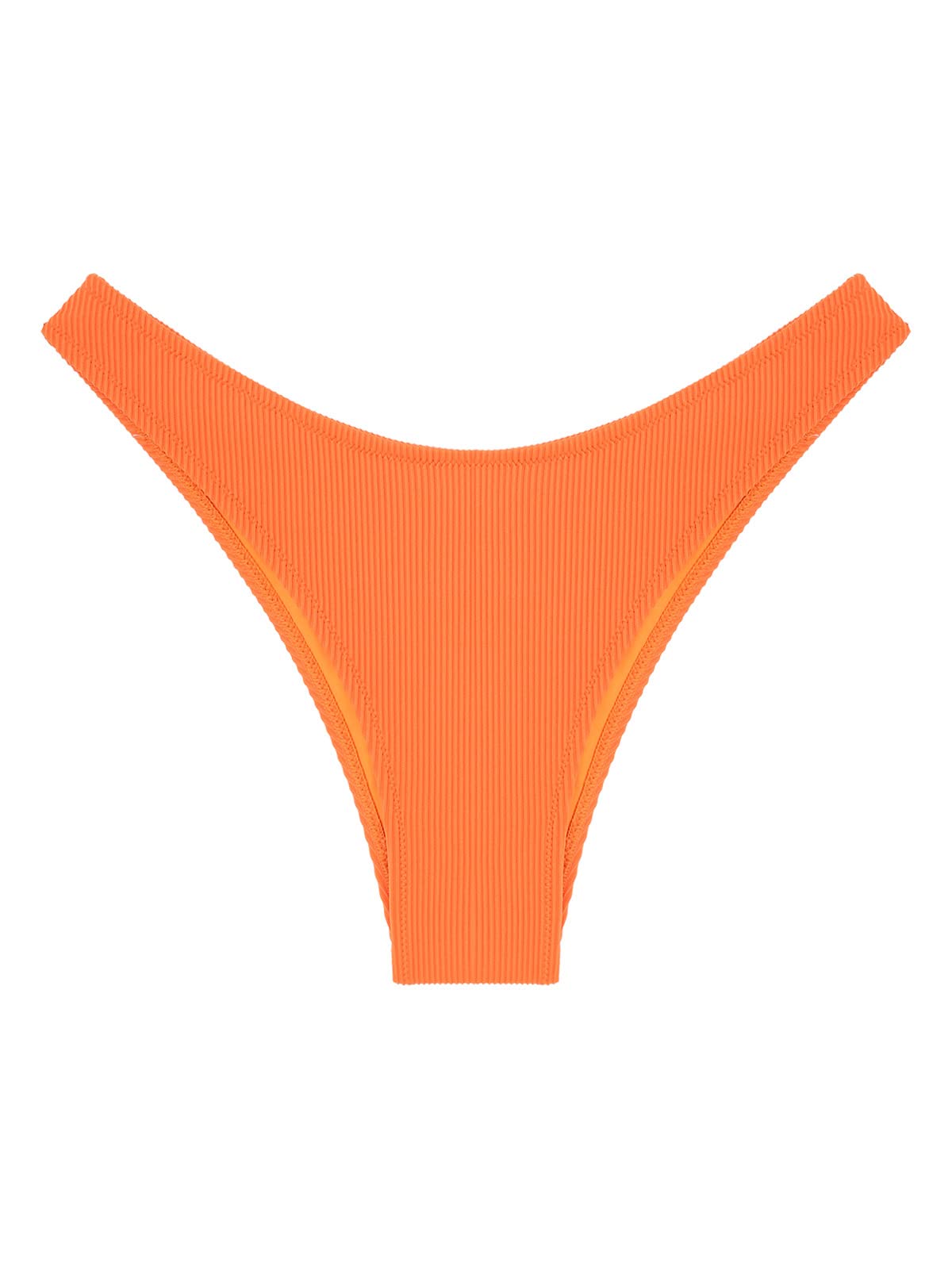 ZAFUL Women Strapless Textured Bandeau Bikini 2 Piece Swimwear Cheeky Solid Lace up Bathing Suits(0-Orange,M)