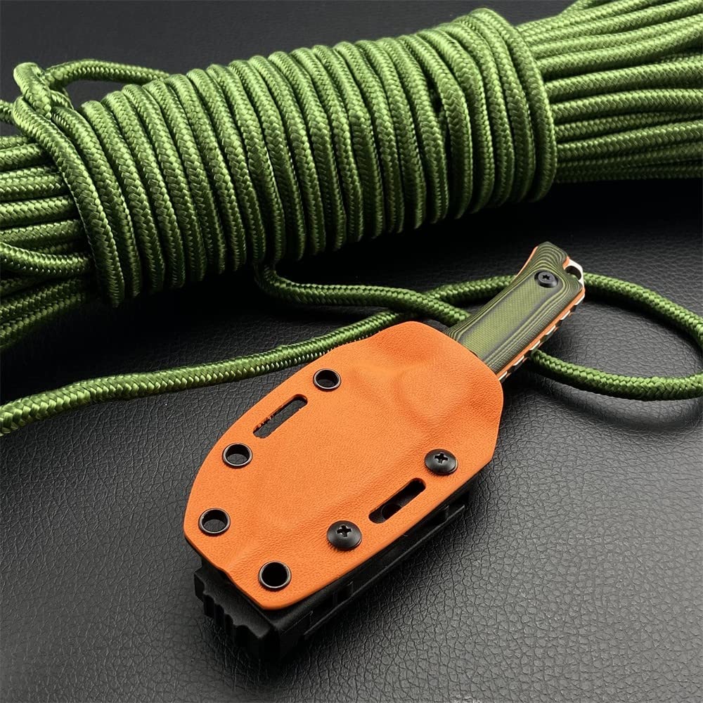 HUAAO Hidden Canyon Hunter, Fixed Blade Knife with Kydex Sheath for Men, Full Tang 8Cr13Mov Blade with G10 Handles, for EDC Hunting Camping Fishing Self Defense (Orange G10 Handle)