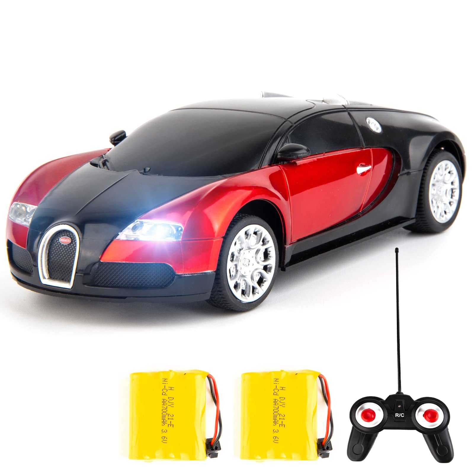 TKNCCC 1/24 Scale Remote Control Compatible for Bugatti Veyron RC Model Car Sports Car, Toys for Kids Boys & Girls and Adults Red