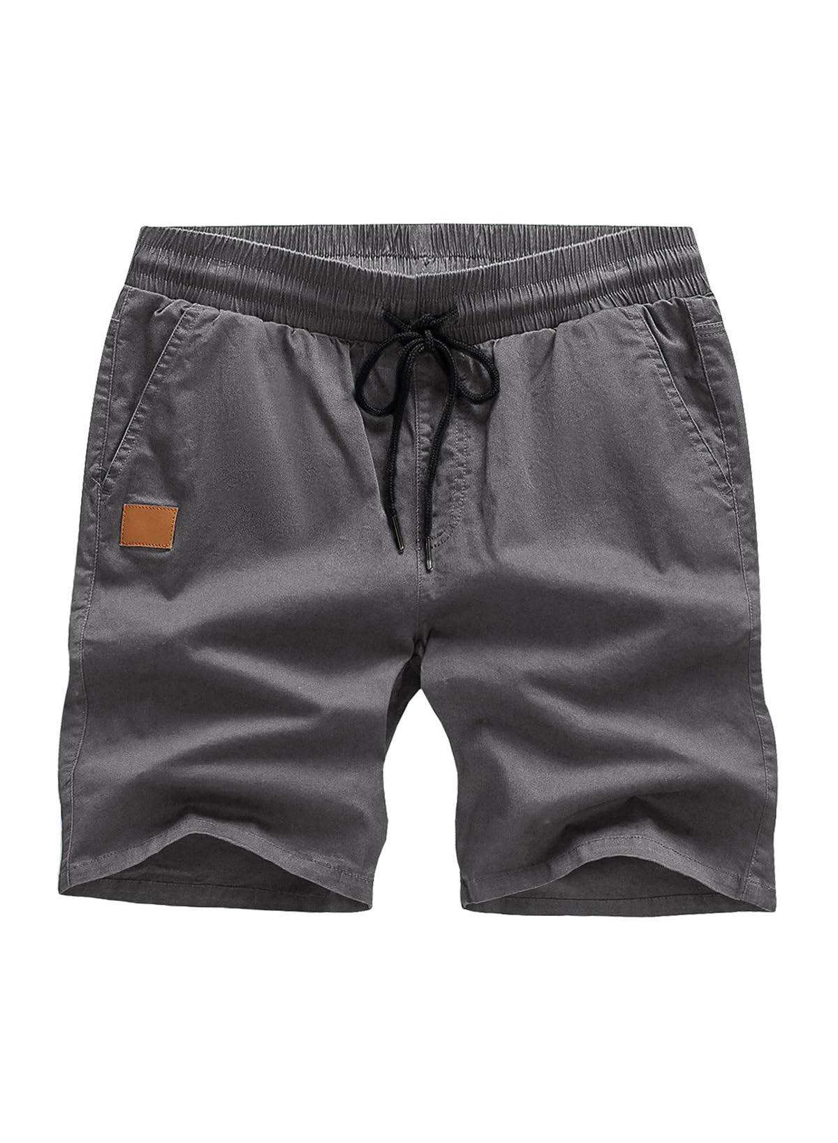 JMIERR Mens Casual Shorts - Cotton Linen Drawstring Summer Beach Stretch Twill Chino Golf Dress Shorts Shorts with Pockets Elastic Waist, 2XL, A1 Grey2