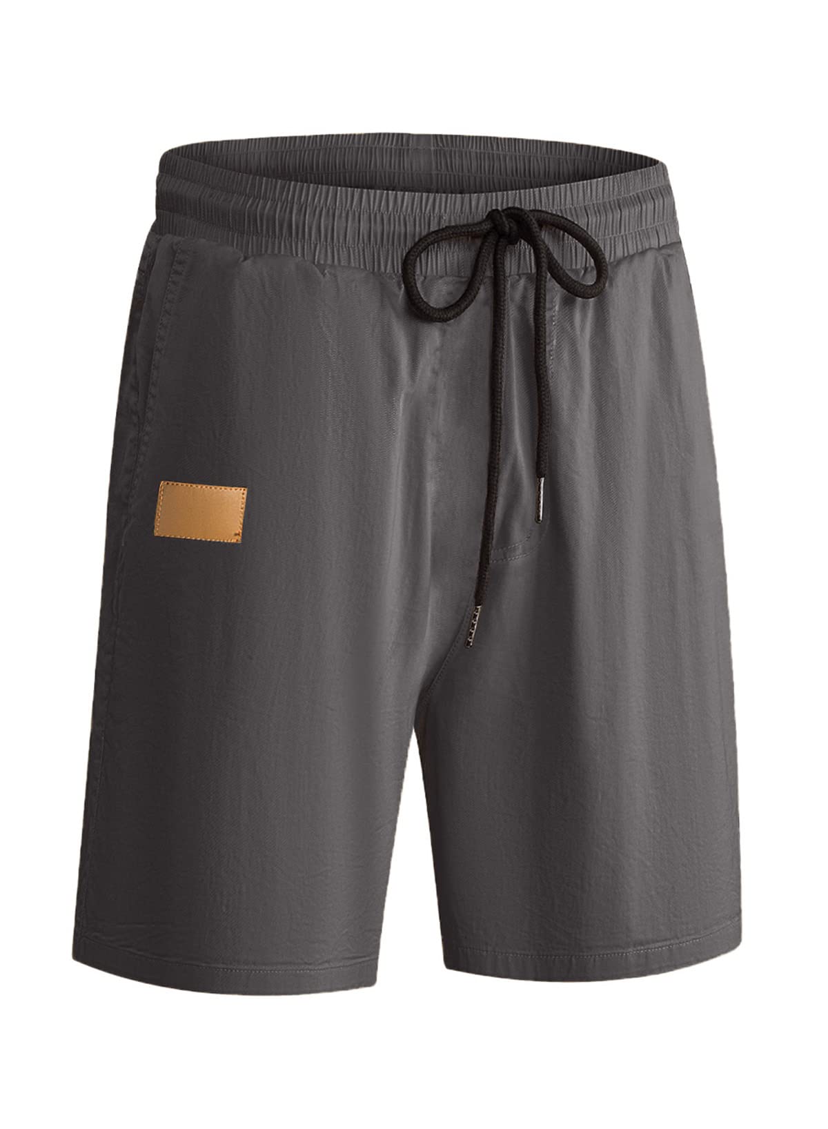 JMIERR Mens Casual Shorts - Cotton Linen Drawstring Summer Beach Stretch Twill Chino Golf Dress Shorts Shorts with Pockets Elastic Waist, 2XL, A1 Grey2