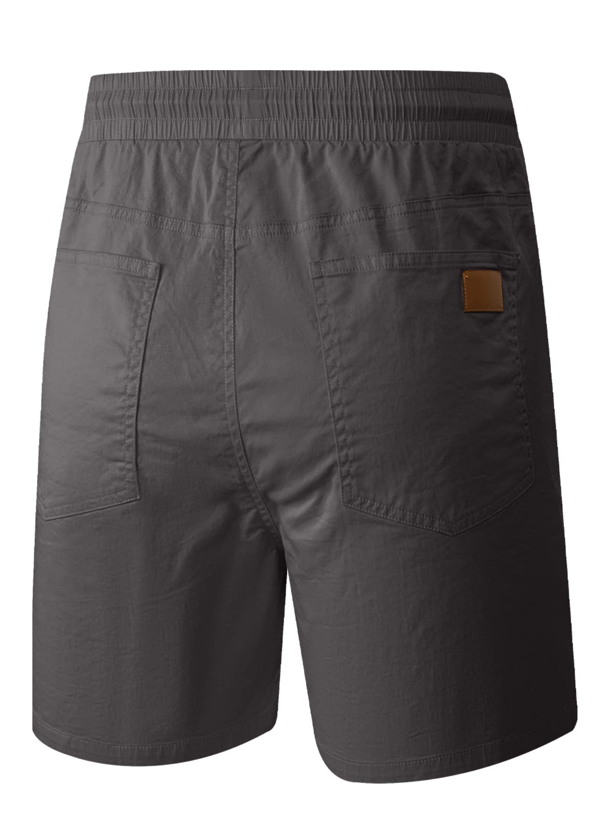 JMIERR Mens Casual Shorts - Cotton Linen Drawstring Summer Beach Stretch Twill Chino Golf Dress Shorts Shorts with Pockets Elastic Waist, 2XL, A1 Grey2