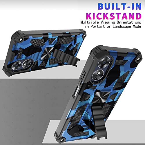CCSmall Camouflage Case for Oppo A17 with Magnetic Kickstand, Built-in 360° Rotate Ring Stand Magnetic Car Mount Phone Cover Case for Oppo A17 MC Army Green