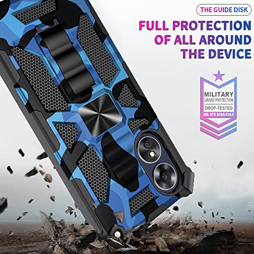 CCSmall Camouflage Case for Oppo A17 with Magnetic Kickstand, Built-in 360° Rotate Ring Stand Magnetic Car Mount Phone Cover Case for Oppo A17 MC Army Green