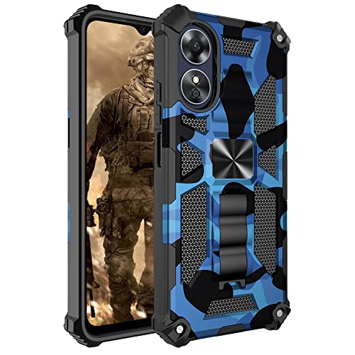 CCSmall Camouflage Case for Oppo A17 with Magnetic Kickstand, Built-in 360° Rotate Ring Stand Magnetic Car Mount Phone Cover Case for Oppo A17 MC Army Green