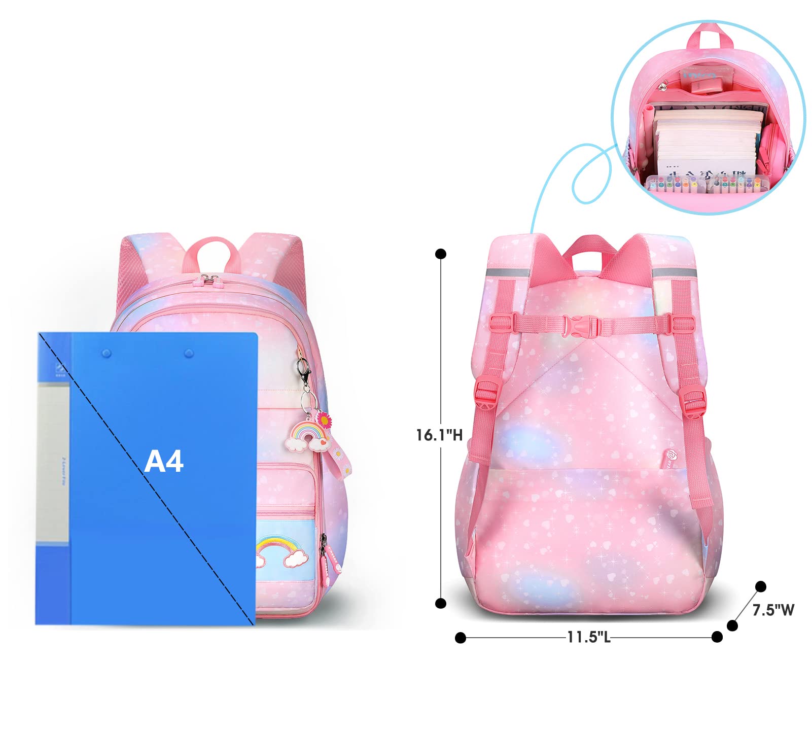 cotmcor Backpacks for Girls, Kids Backpack, Cute Bookbag Bunny School Bag for Kindergarten and Elementary