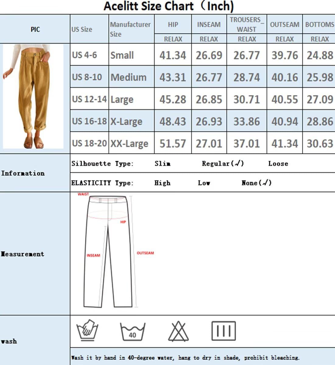 Acelitt Women's Corduroy Pants Trousers High Waisted 2024 Casual Trendy Comfy Fall Straight Leg Cropped Pants Brown Large