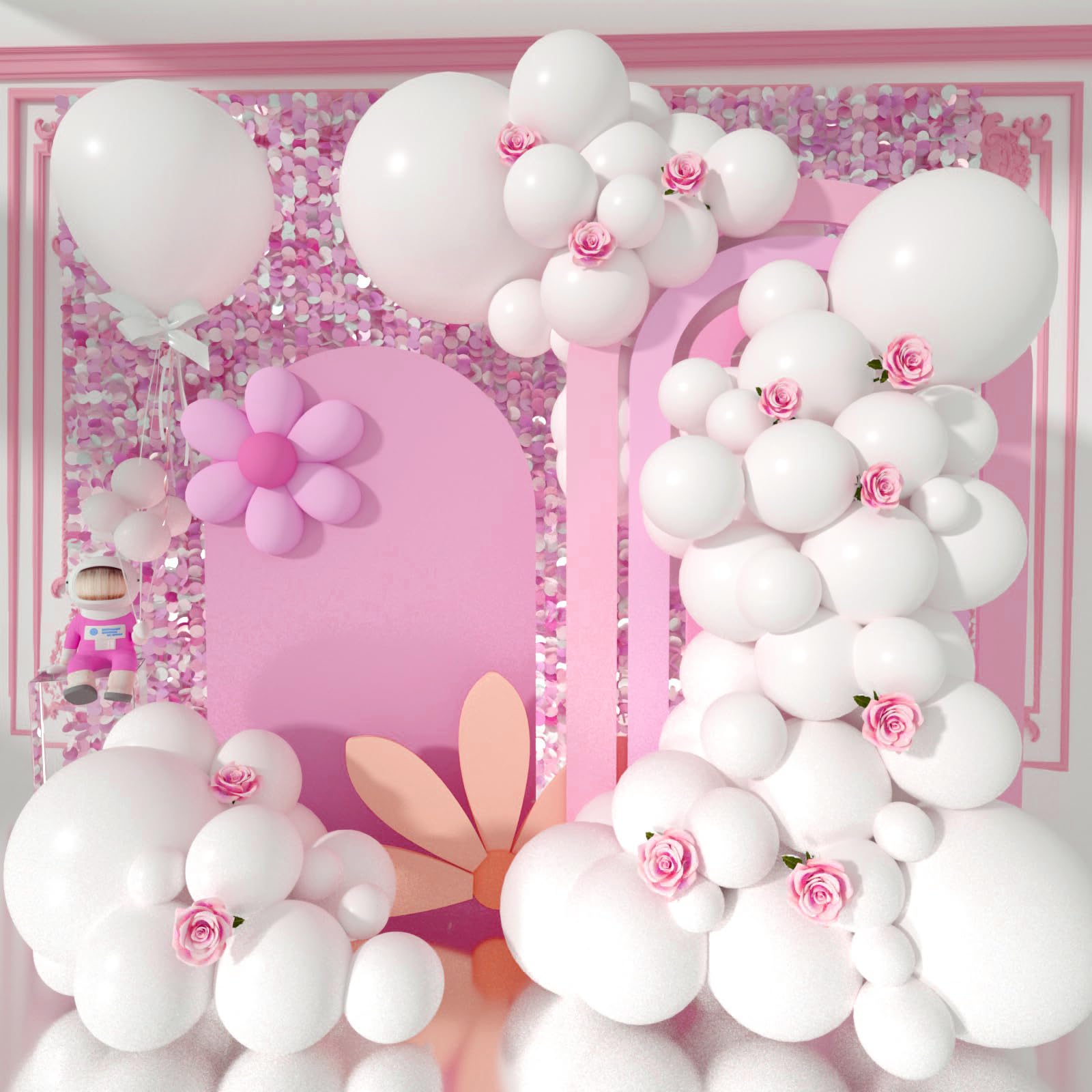 Henviro White Latex Different Size Balloons -139PCS 18/12/10/5 Inches for Balloon Arch Garland Kit. For Birthdays, Baby Shower, Graduation, Wedding, gender reveal, Bachelorette Parties Decorations