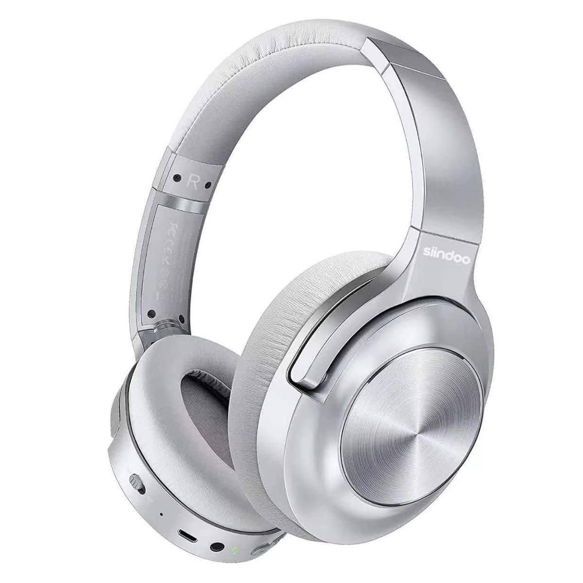 Siindoo Active Noise Cancelling Headphones, Wireless Over Ear Bluetooth Headphones with Microphone, HiFi Audio,40H Playtime, Deep Bass for PC TV, for Home, Work, Travel