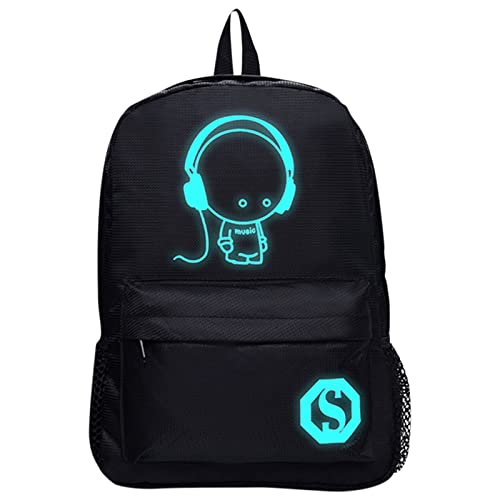 Snoiluo YaoyaoK Anime Luminous Backpack for Boys, Mini Laptop Backpack, Bookbag for School, Black Backpack Cool Backpack for Boys(S)