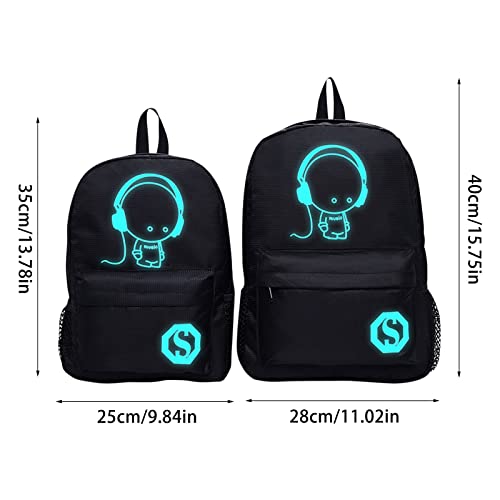 Snoiluo YaoyaoK Anime Luminous Backpack for Boys, Mini Laptop Backpack, Bookbag for School, Black Backpack Cool Backpack for Boys(S)