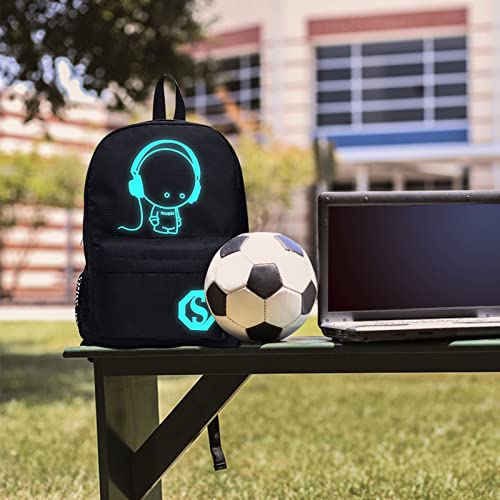 Snoiluo YaoyaoK Anime Luminous Backpack for Boys, Mini Laptop Backpack, Bookbag for School, Black Backpack Cool Backpack for Boys(S)