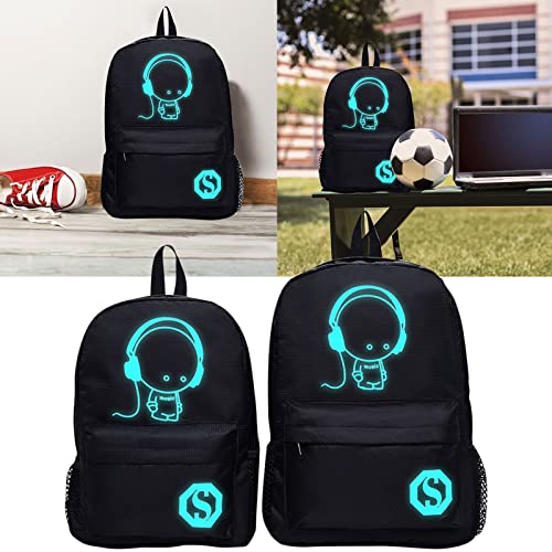 Snoiluo YaoyaoK Anime Luminous Backpack for Boys, Mini Laptop Backpack, Bookbag for School, Black Backpack Cool Backpack for Boys(S)