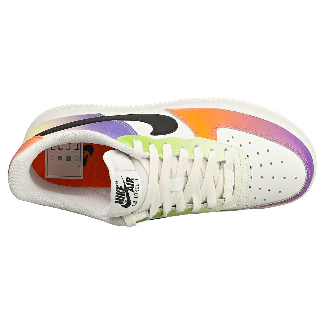 Nike Air Force 1 Low Womens '07 Multicolor Tie Dye Size 6.5, Summit White/Black