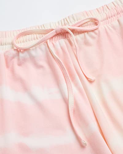 Lucky Brand Women's Pajama Set - Roll Sleeve T-Shirt and Shorts - Sleepwear for Women (S-XL), Size Medium, Pink Tie Dye