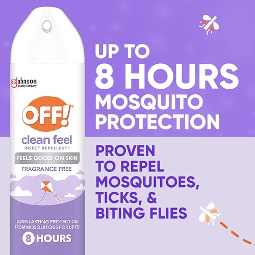 OFF! Clean Feel Insect Repellent Aerosol with 20% Picaridin, Bug Spray with Long Lasting Protection from Mosquitoes, Feels Good on Skin, 7.5 oz