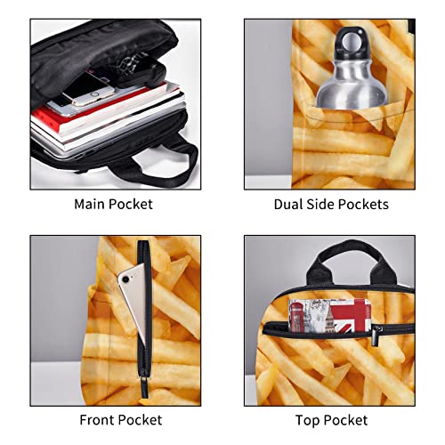 French Fries Backpack For Girls Boys School Bag,Funny Food Pattern Casual Laptop Backpack College School Book Bag Travel Daypack For Teens