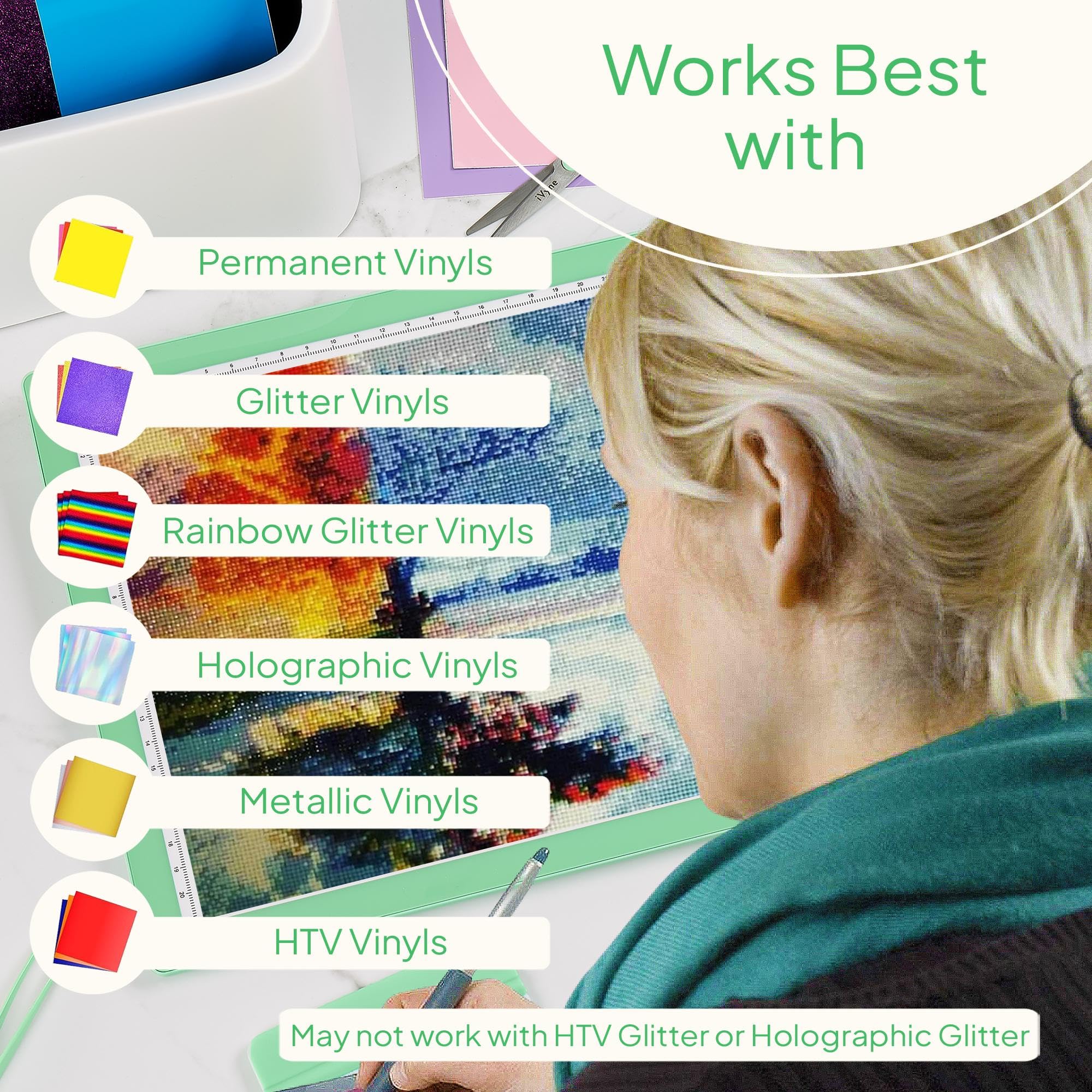 iVyne Corded Light Pad for Weeding Vinyl & Diamond Painting - A4 Light Box for Sketching & Tracing (Green)