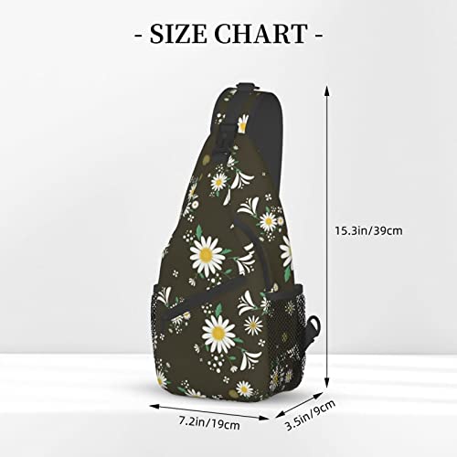 MANQINF Daisy Flower Sling Bag Crossbody Sling Backpack for Women Men Travel Hiking Daypack Chest Shoulder Bag