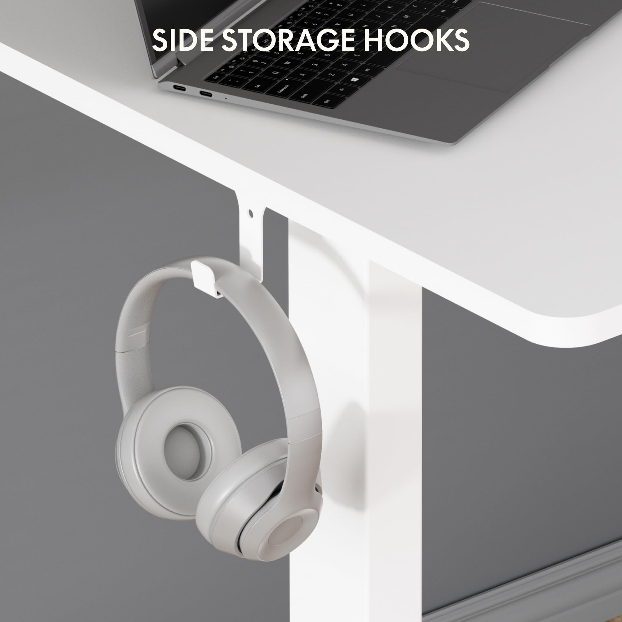 FLEXISPOT EN1 One-Piece Standing Desk 48 x 24 Inches Height Adjustable Desk Electric Sit Stand Up Desk Home Office Desks Computer Workstation (White Frame + White Desktop)